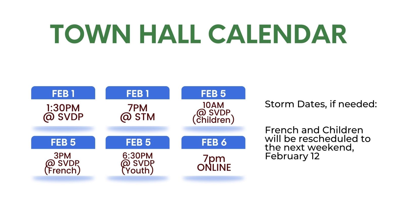 Town Hall Calendar – Christ the King Parish
